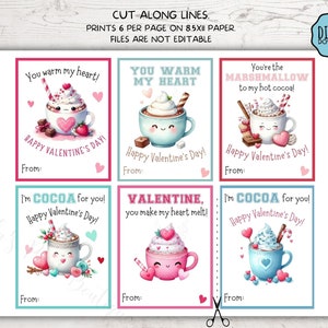 Hot Cocoa Valentines Day for School Valentines, Hot Chocolate Valentine ...