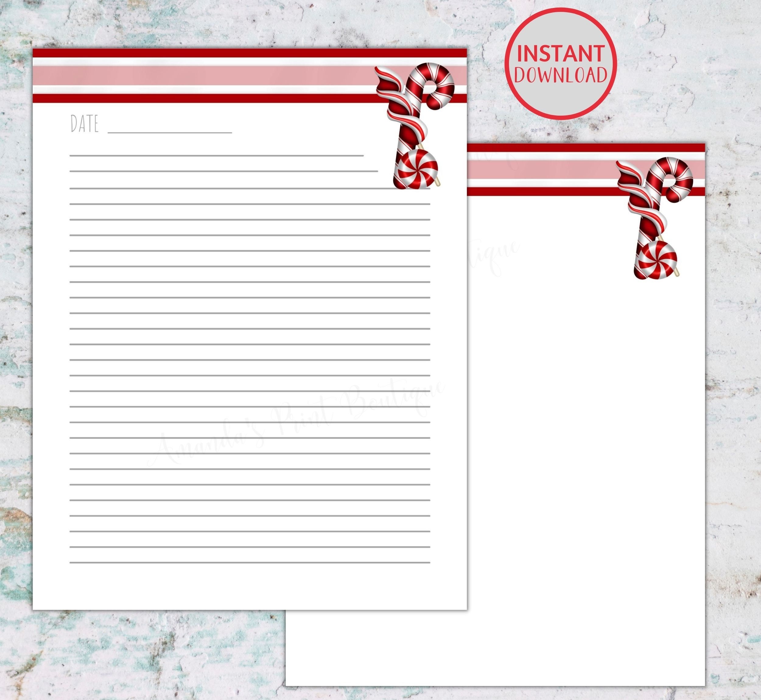 Christmas Candy Printable Stationery /digital Printable Paper/instant ...