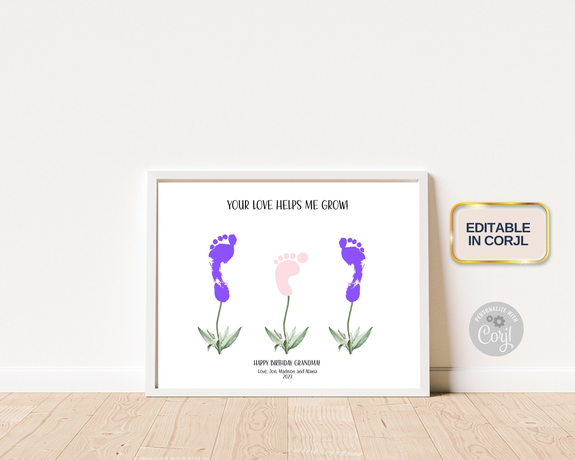 Custom Names Mother's Day Handprint Art Flower, Footprint Art Keepsake ...