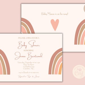 EDITABLE Boho Rainbow Baby Shower Invitation Invitation - Etsy
