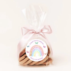 Rainbow & Butterfly Birthday Party Label Template, Editable Birthday 2 ...