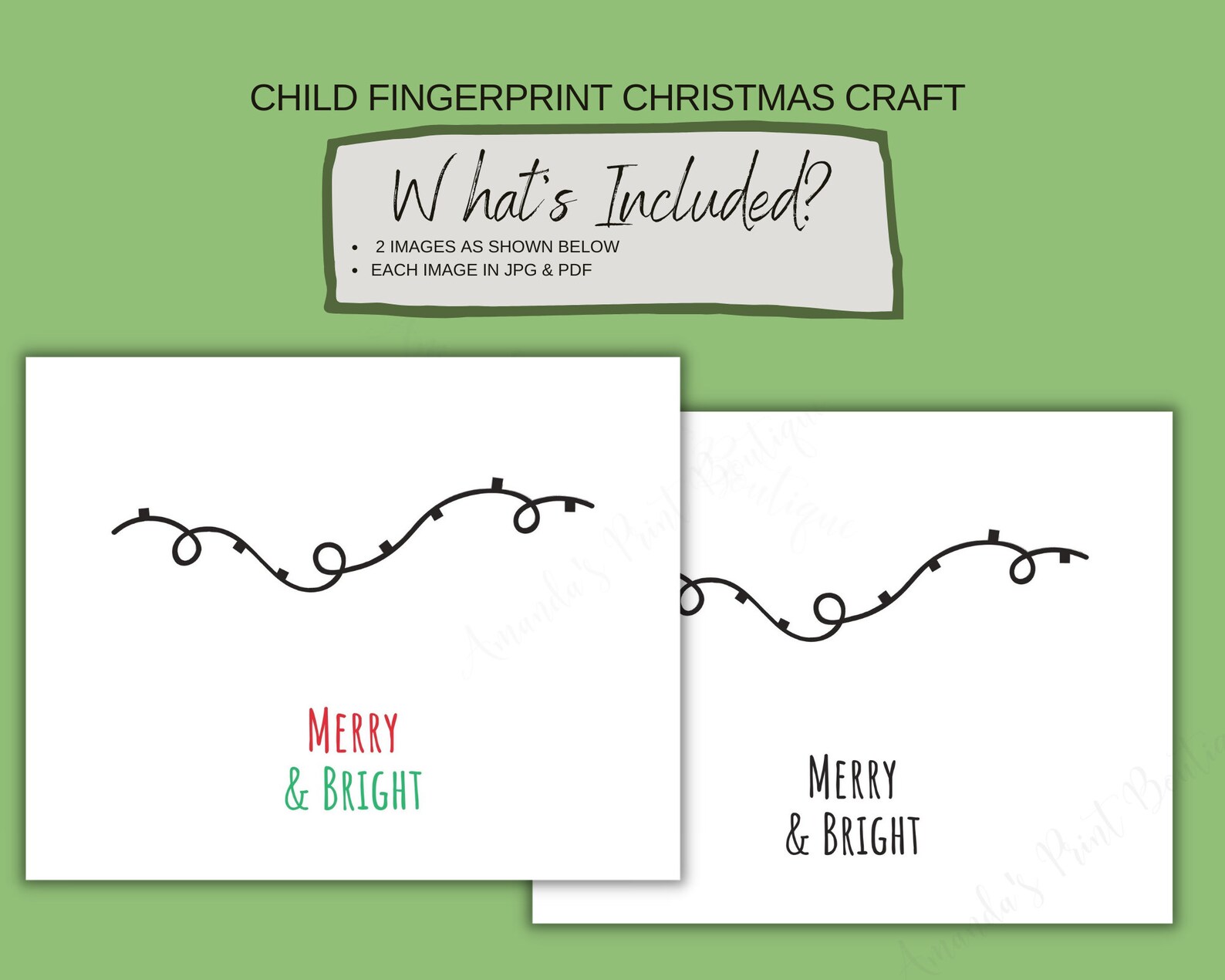 Christmas Fingerprint Art / Christmas Lights Art Printable/ Keepsake ...