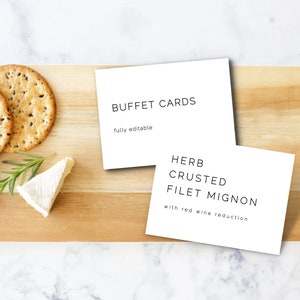 Editable Minimalist Buffet Card Template, Wedding Buffet Label, Modern ...
