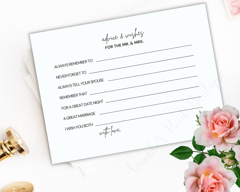 Wedding Advice Cards & Sign, Wishes for the Bride and Groom, Advice for ...