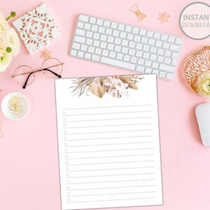 Boho Printable to Do List, Watercolor Floral Planner Insert, Pink ...