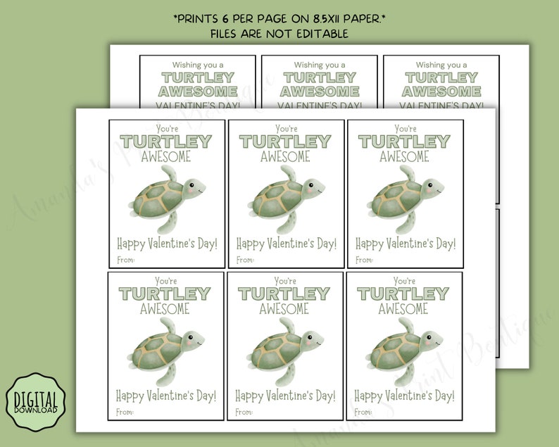 Turtle Valentine, You Are Turtley Awesome, Wishing You a Turtley ...