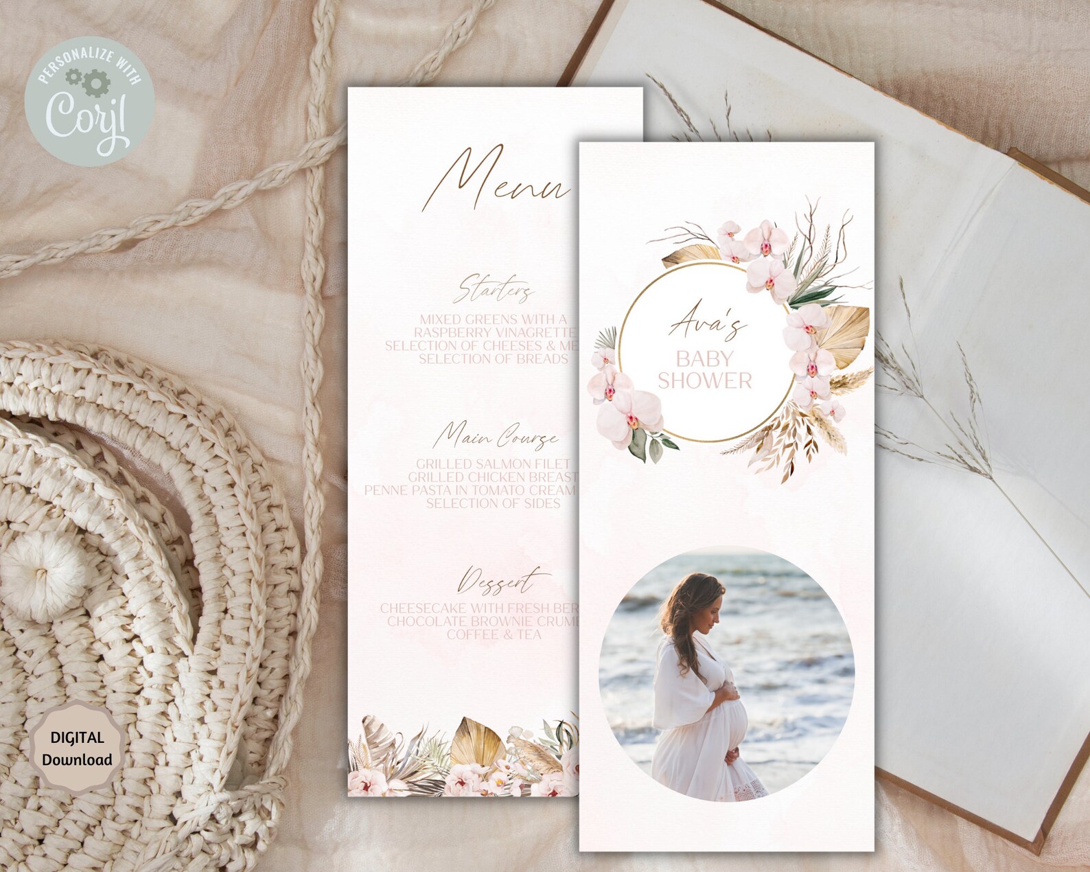 Editable Pink Boho Floral Menu Template Printable Boho Bridal - Etsy