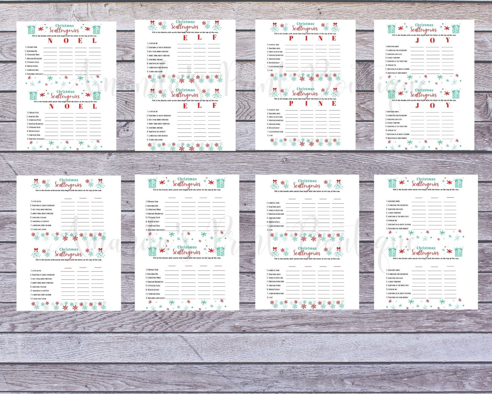 Christmas Scattergories, Christmas Party Games, Holiday Games ...