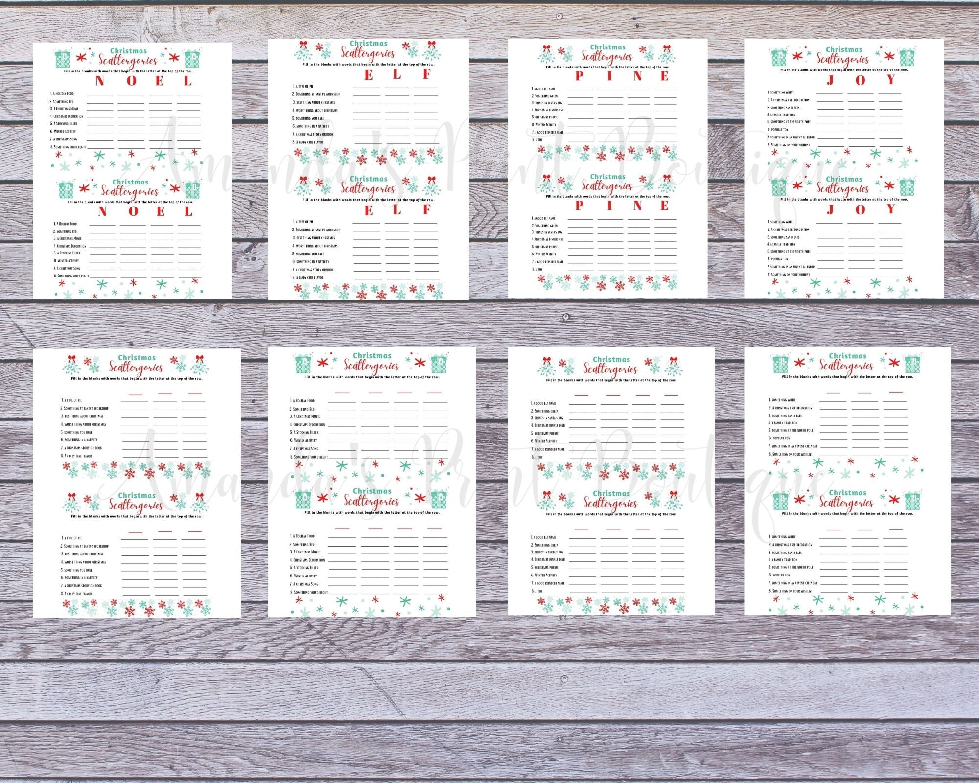 Christmas Scattergories, Christmas Party Games, Holiday Games ...