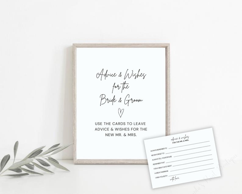 Wedding Advice Cards & Sign, Wishes for the Bride and Groom, Advice for ...