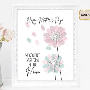 Editable Printable Dandelion Fingerprint Art / Keepsake Craft / Baby ...