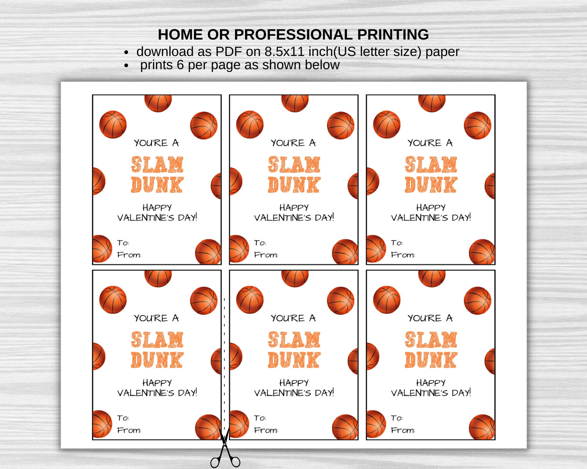 Slam Dunk Valentines Day for School Valentines, Basketball Valentine's ...