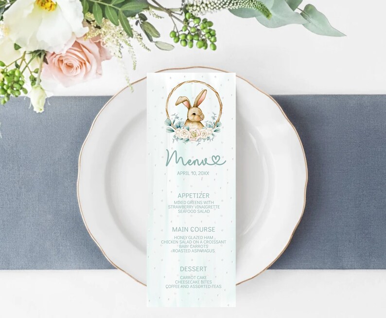 Little Bunny Menu Template Printable Shower Menu Gender | Etsy