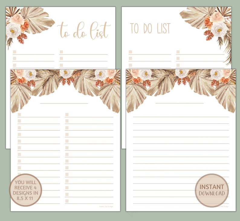 Boho Floral Printable to Do List Watercolor Floral Planner - Etsy