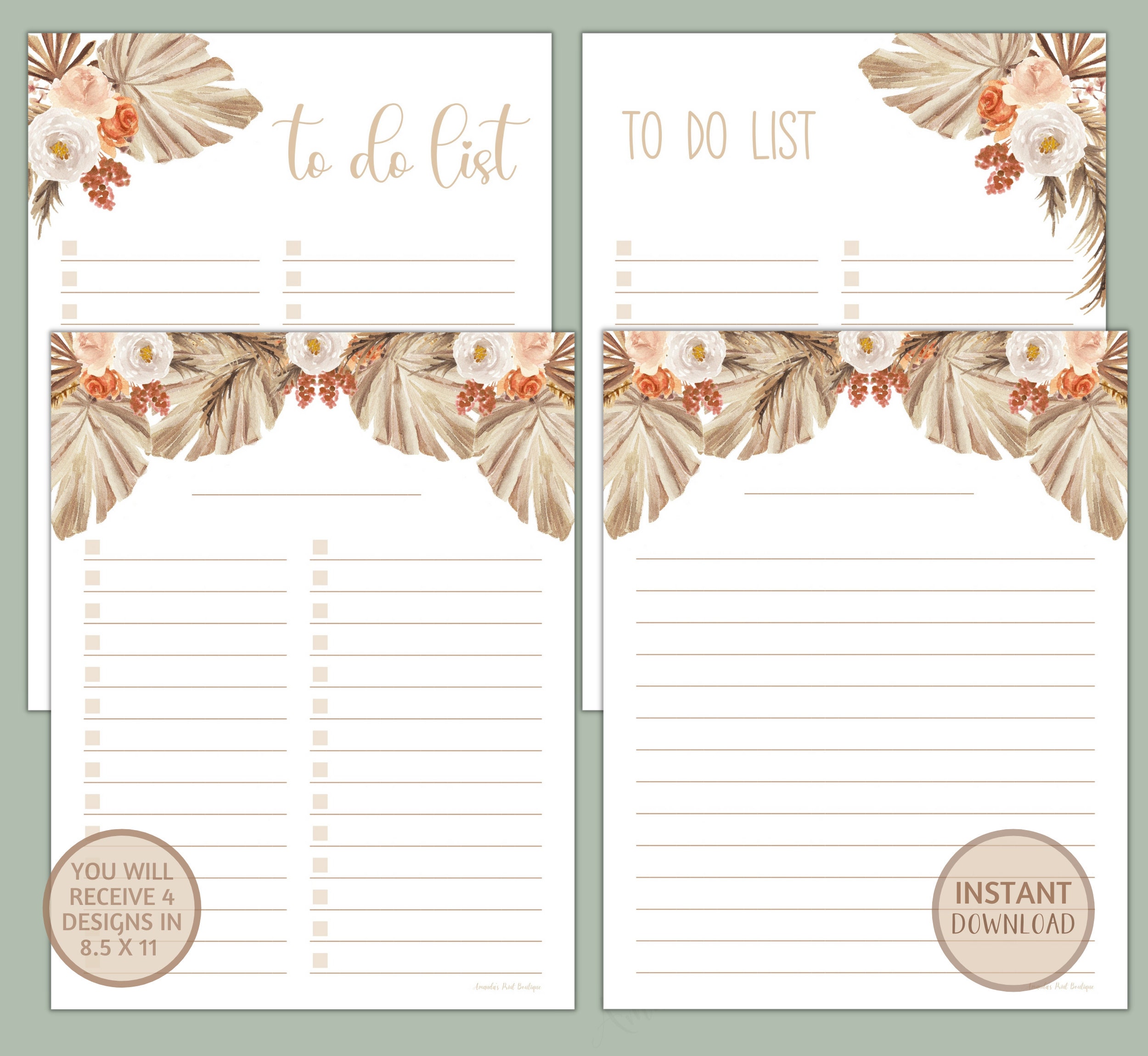Boho Floral Printable to Do List Watercolor Floral Planner - Etsy