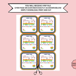 Valentine Pop It Gift Tags, Rainbow Pop It Gift Label, Valentine's Day ...