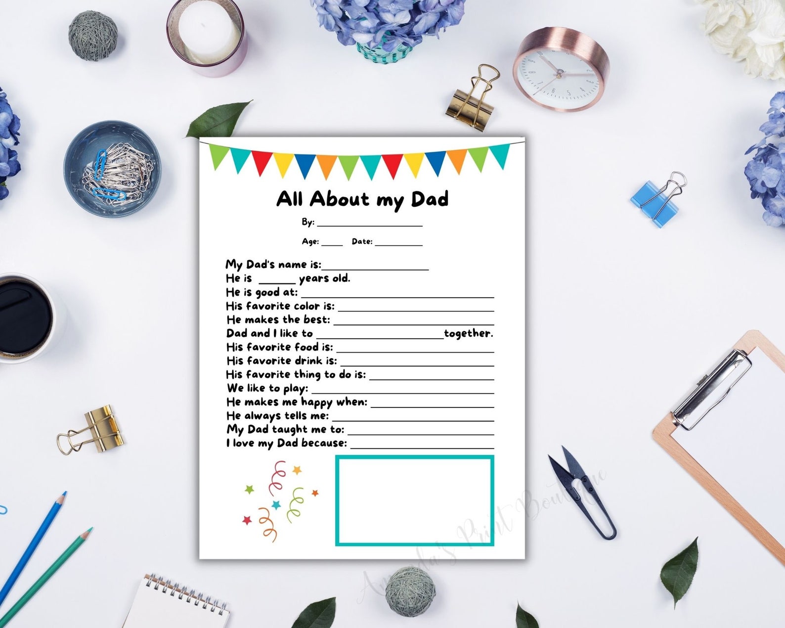 All About My Dad Kid Questionnaire Father's Day Gift | Etsy