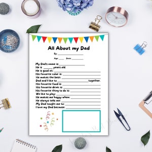 All About My Dad Kid Questionnaire | Father's Day Gift From Kid ...