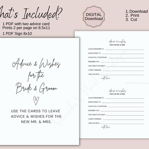 Wedding Advice Cards & Sign, Wishes for the Bride and Groom, Advice for ...