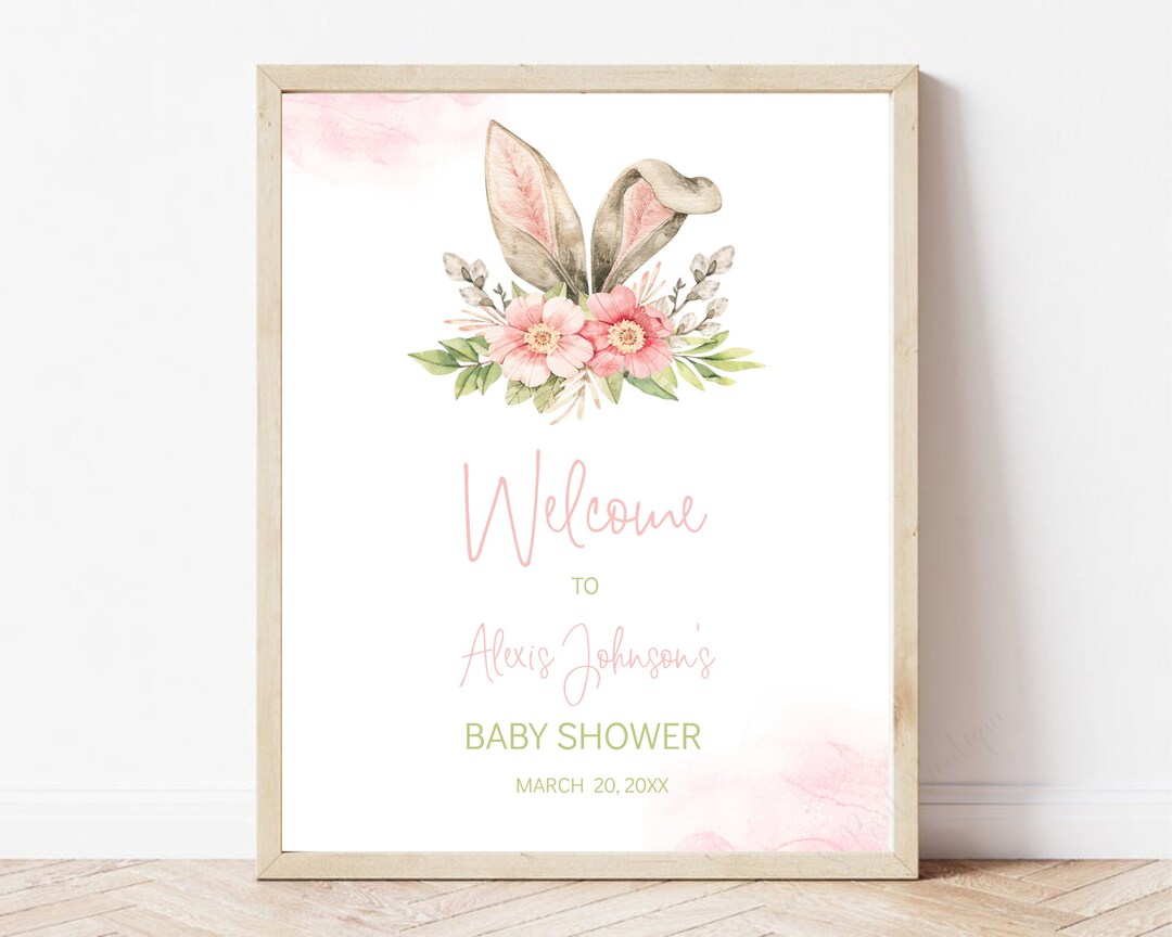 Editable Bunny Ears Horizontal & Vertical Welcome Signs, Bunny Baby ...