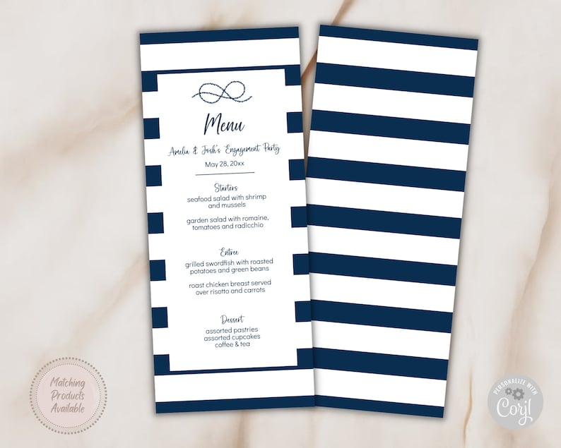 Editable Nautical Menu Template Printable, Tying the Knot Bridal Shower ...