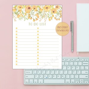 Printable to Do List, Watercolor Floral Planner Insert, Yellow ...