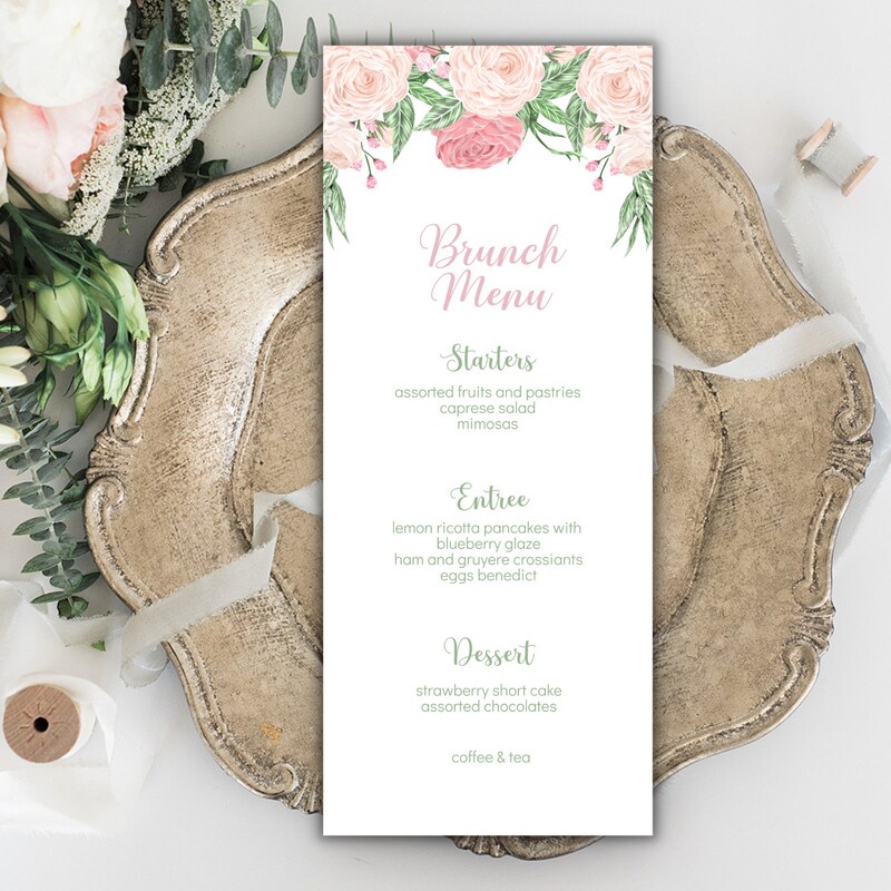Floral Menu - Etsy