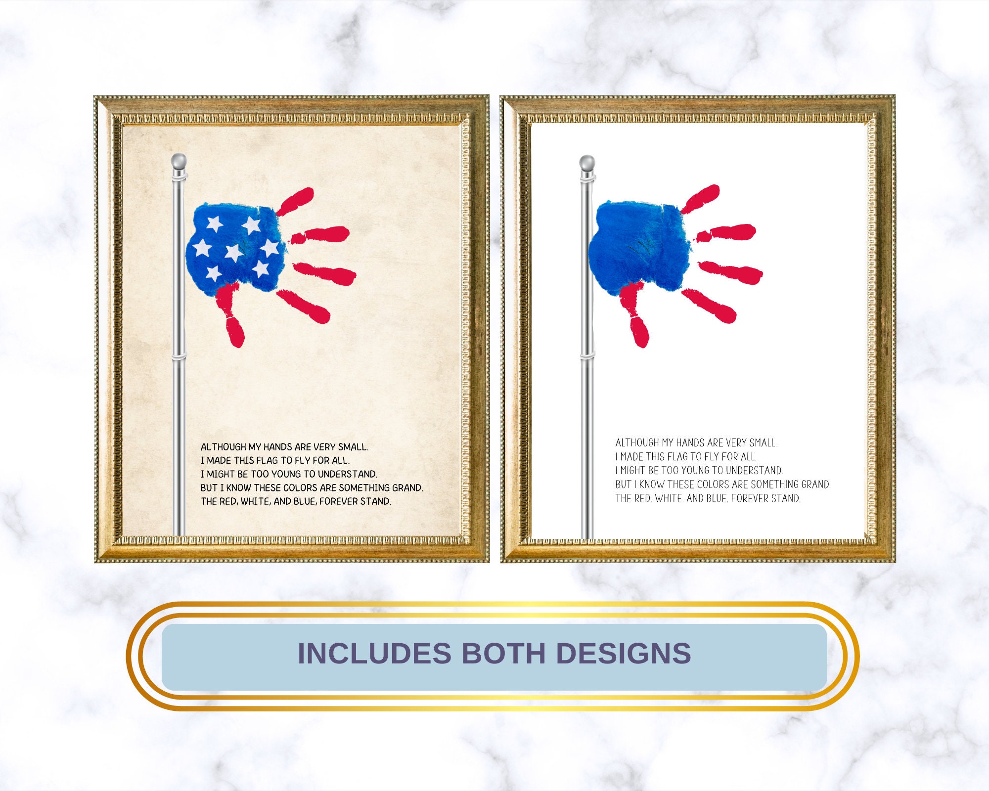 Flag Poem Handprint Art 4th of July Independence Day - Etsy