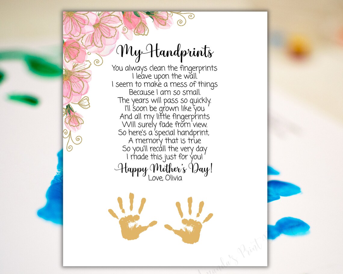 Editable My Handprints Poem/ Handprint Art / Keepsake Craft / - Etsy