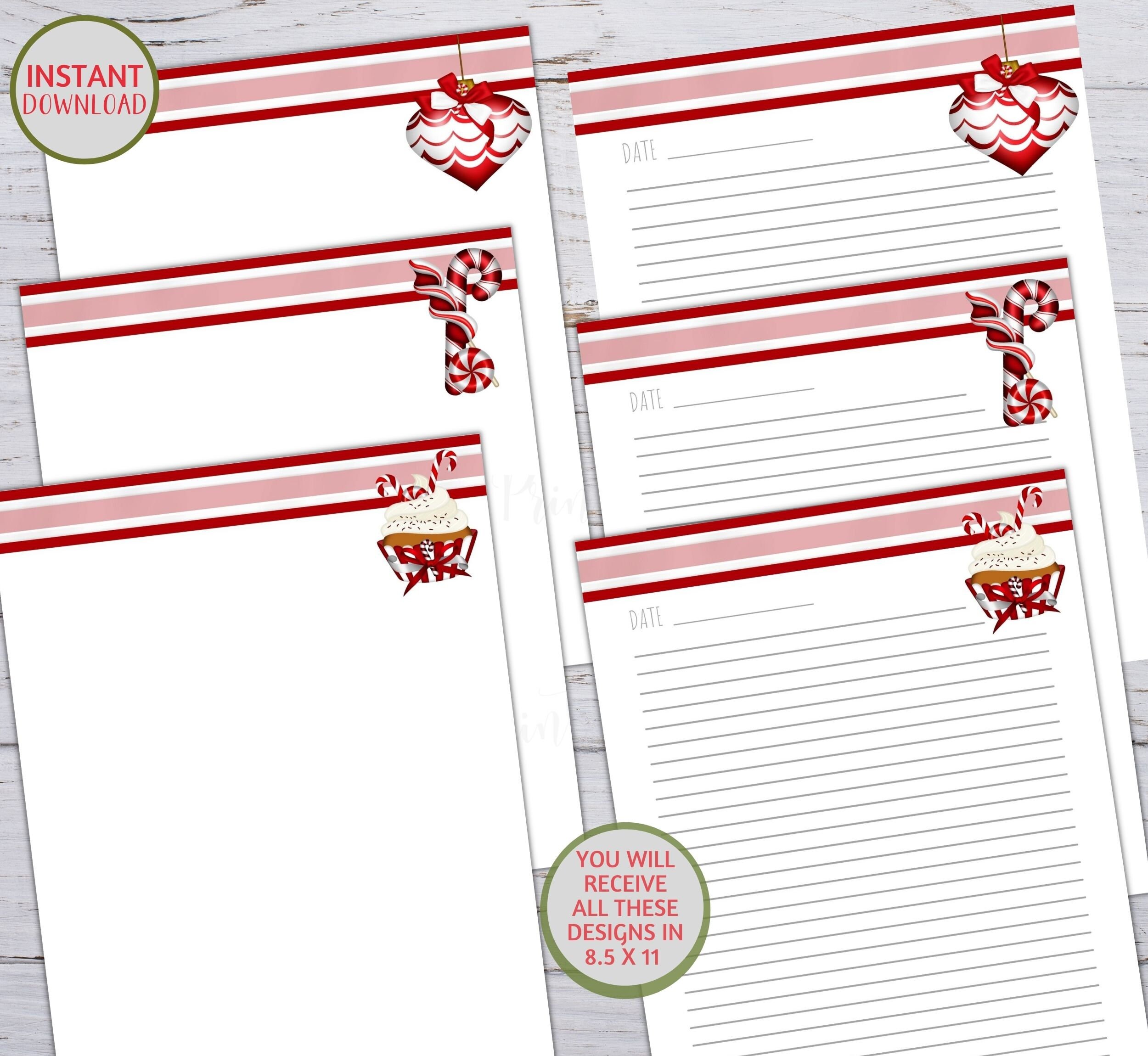 Christmas Candy Printable Stationery /digital Printable Paper/instant ...
