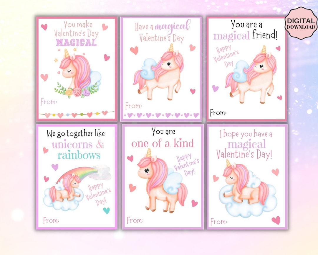 Unicorn Valentines Day Cards for School, Valentine's Day Cards, Kids ...