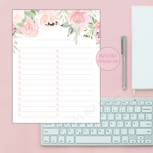 Printable to Do List, Watercolor Floral Planner Insert, Pink Flower ...