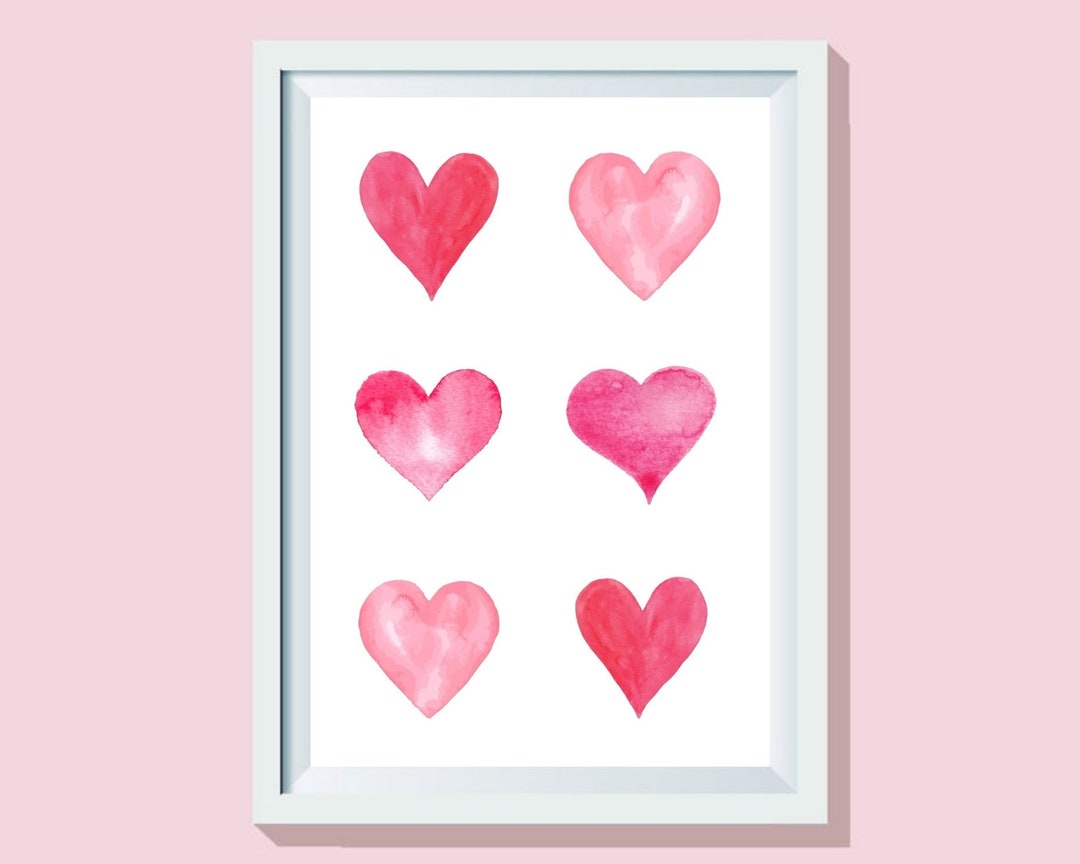 Heart Print, Valentines Day Printable, Heart Wall Art, Hearts Print ...