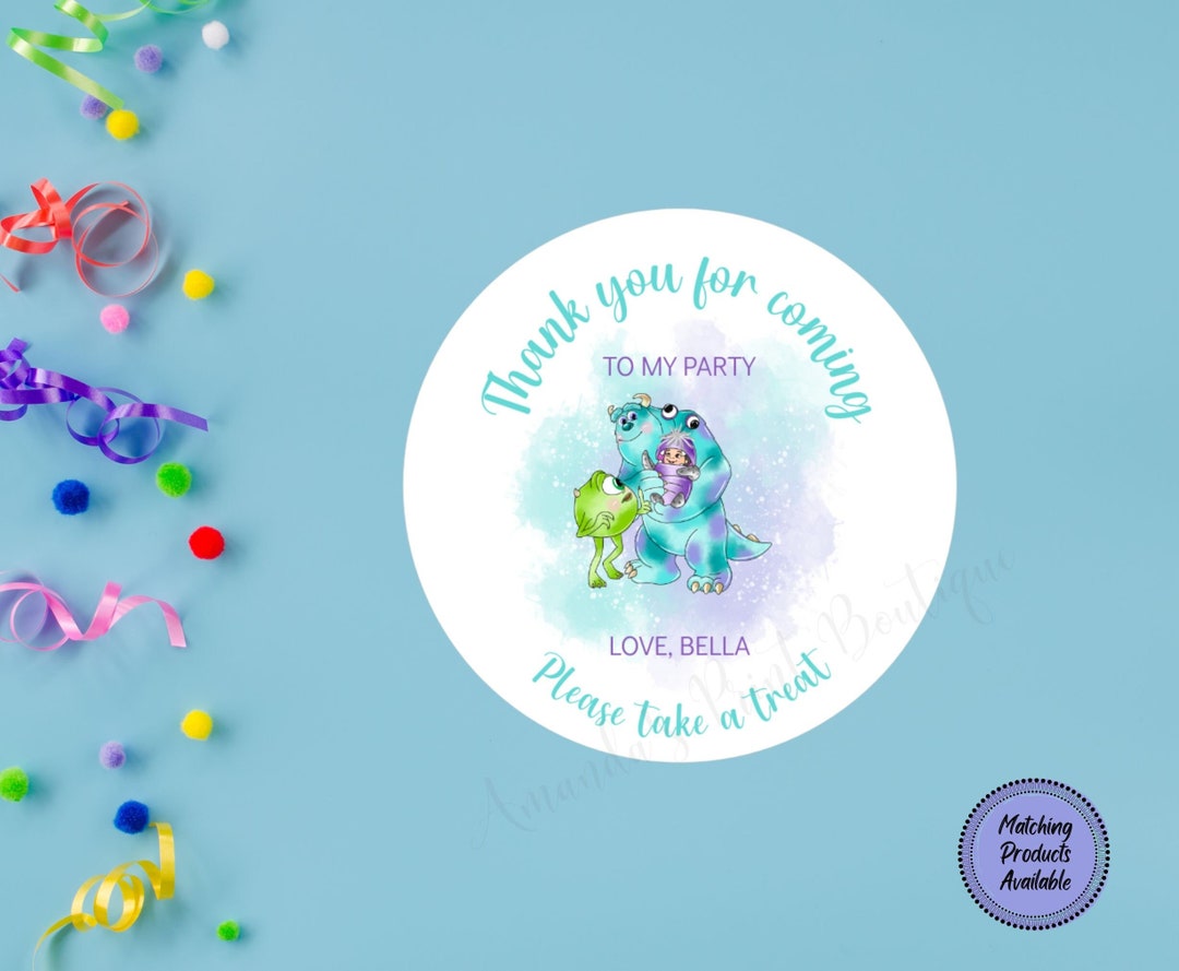 Monsters Birthday Party Label Template, Editable Birthday 2 Inch Round ...