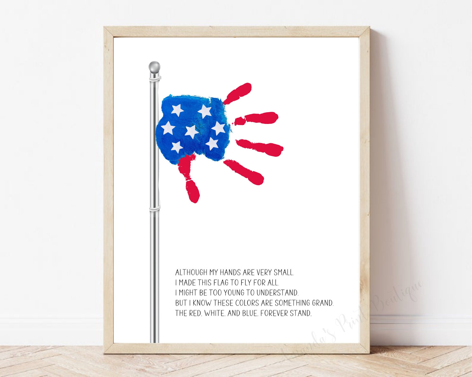 Flag Poem Handprint Art 4th of July Independence Day - Etsy