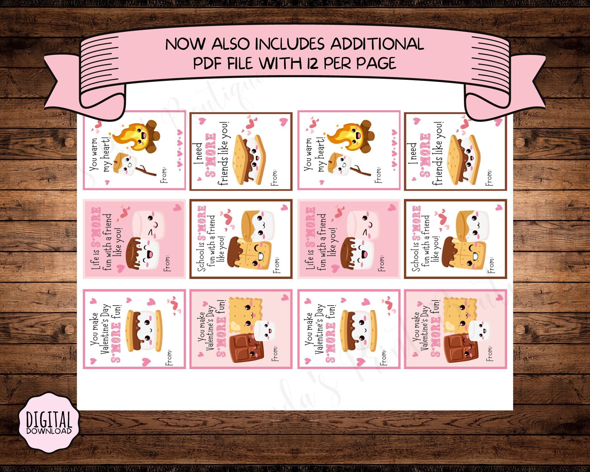 S'mores Valentines Day for School Valentines, Valentine's Day Cards ...