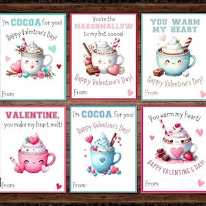 Hot Cocoa Valentines Day for School Valentines, Hot Chocolate Valentine ...