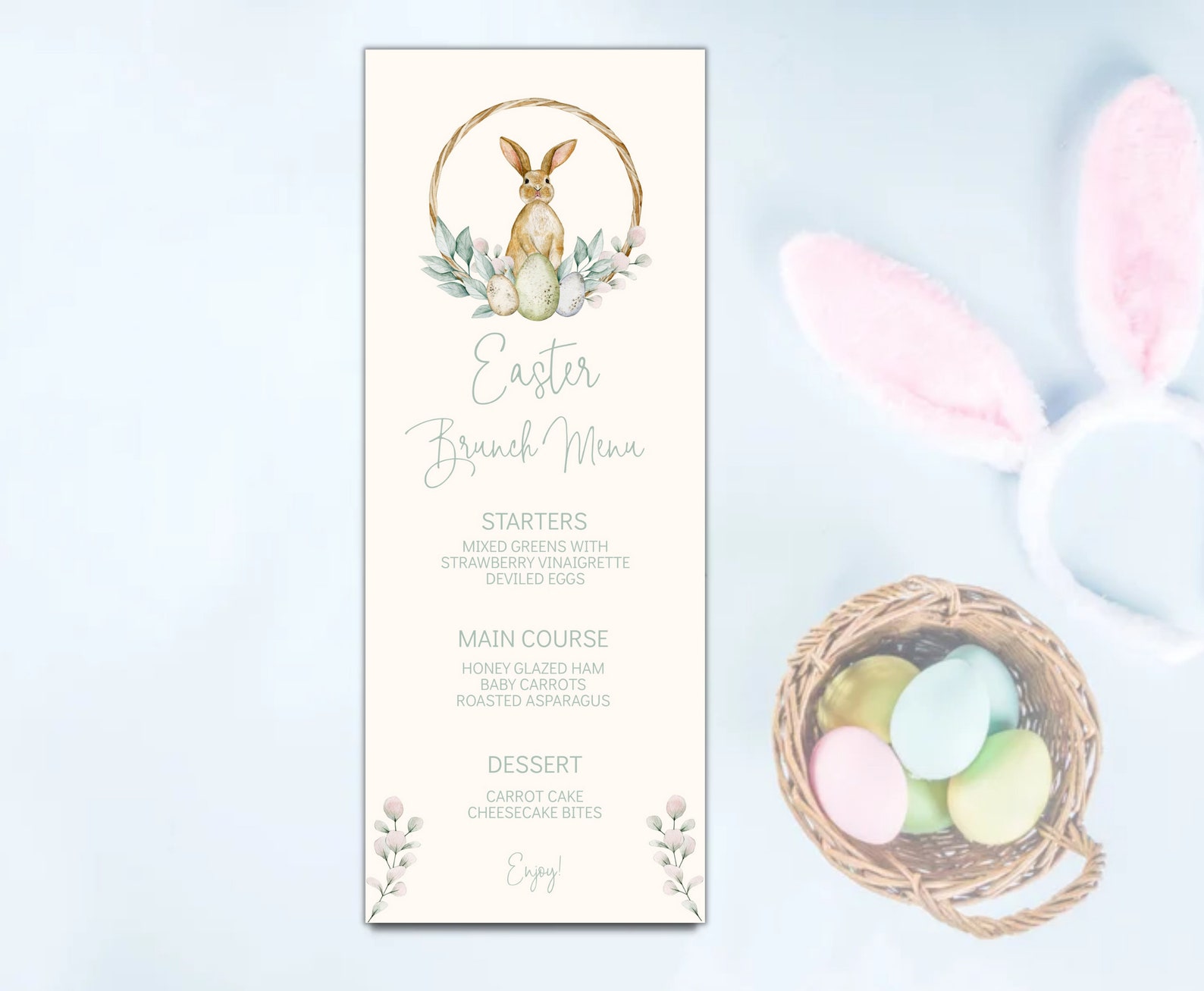 Editable Easter Brunch Menu Template, Printable Easter Menu, Easter ...