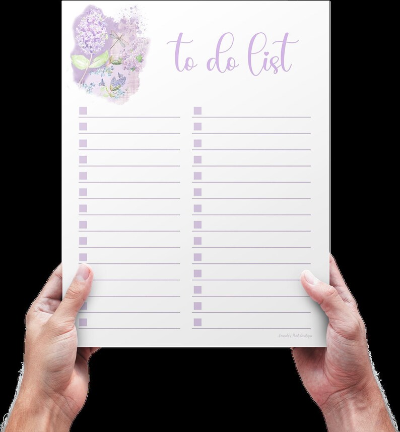 Printable to Do List, Watercolor Purple Floral Planner Insert, Lavender ...