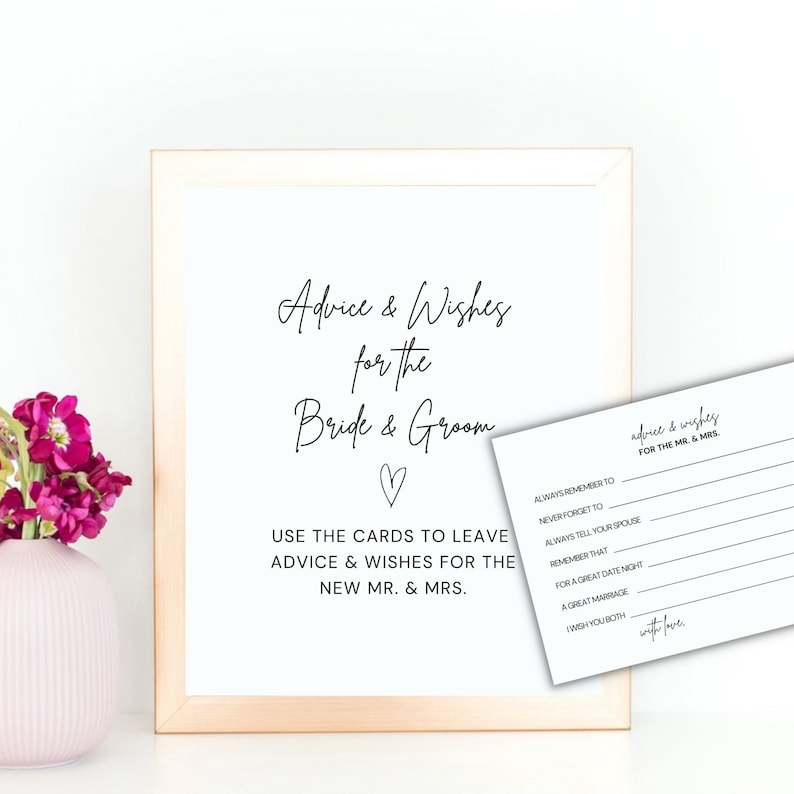 Wedding Advice Cards & Sign, Wishes for the Bride and Groom, Advice for ...