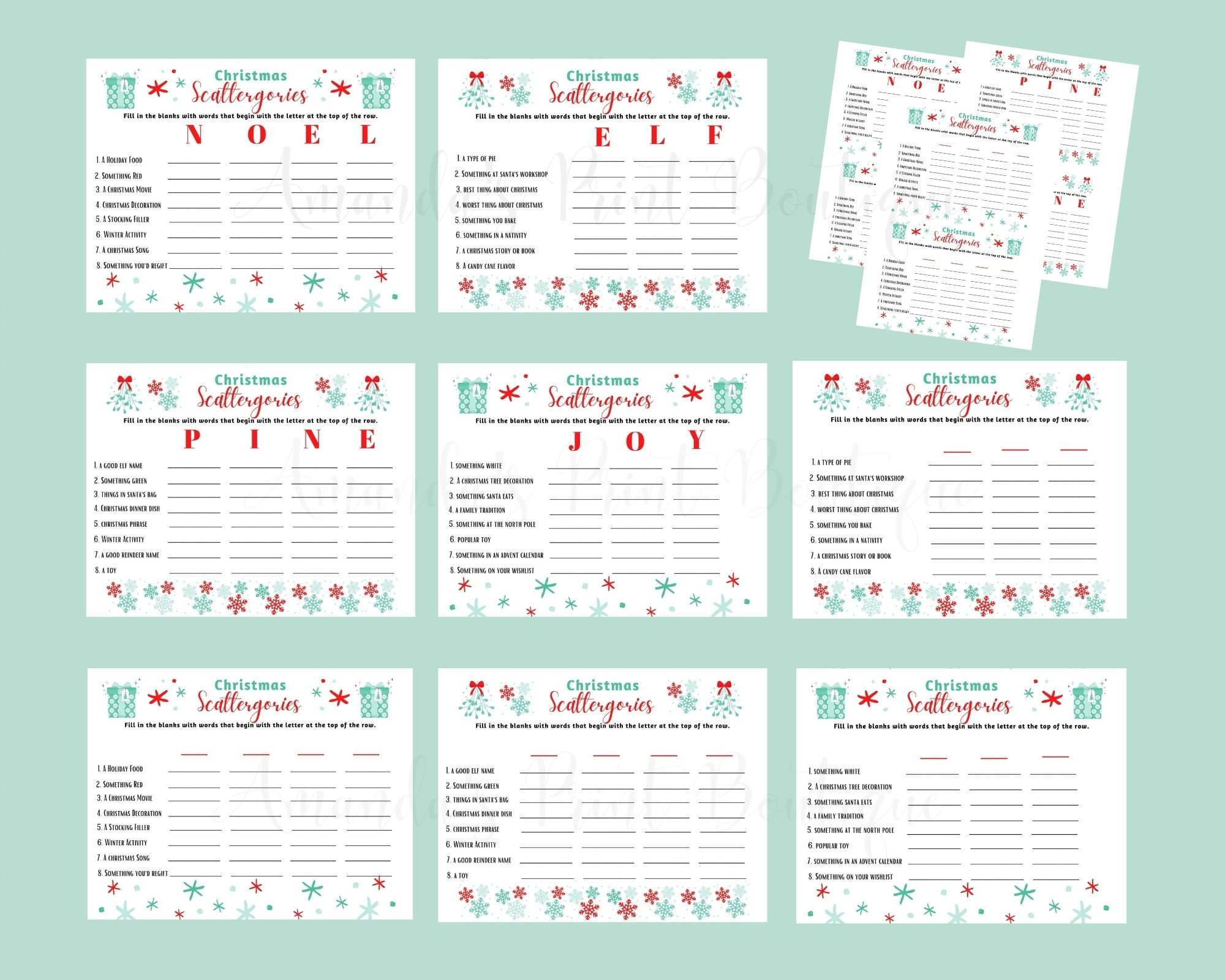 Christmas Scattergories, Christmas Party Games, Holiday Games ...