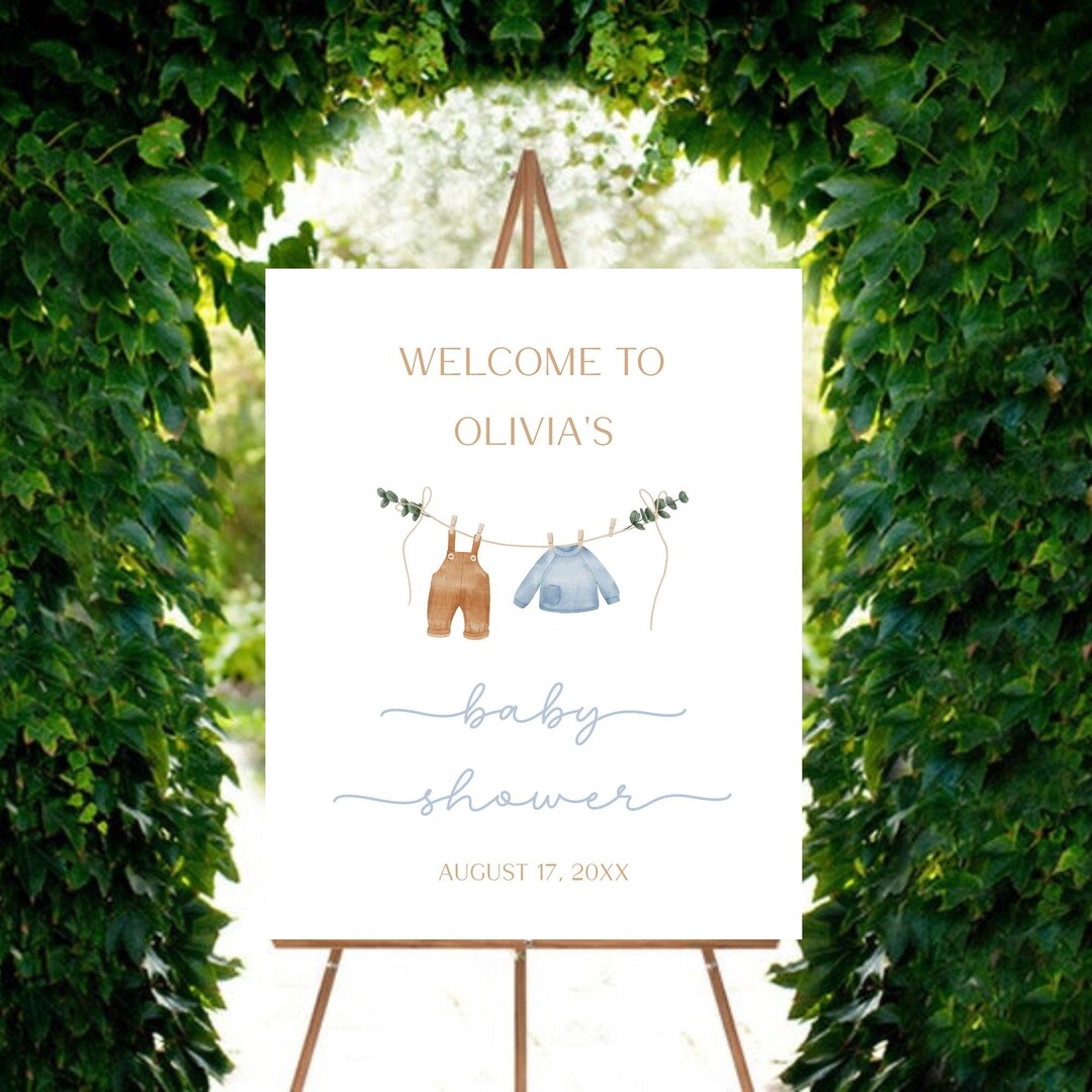 Baby Shower Welcome Sign, Boho Baby Clothes Sign, Editable Welcome Sign ...