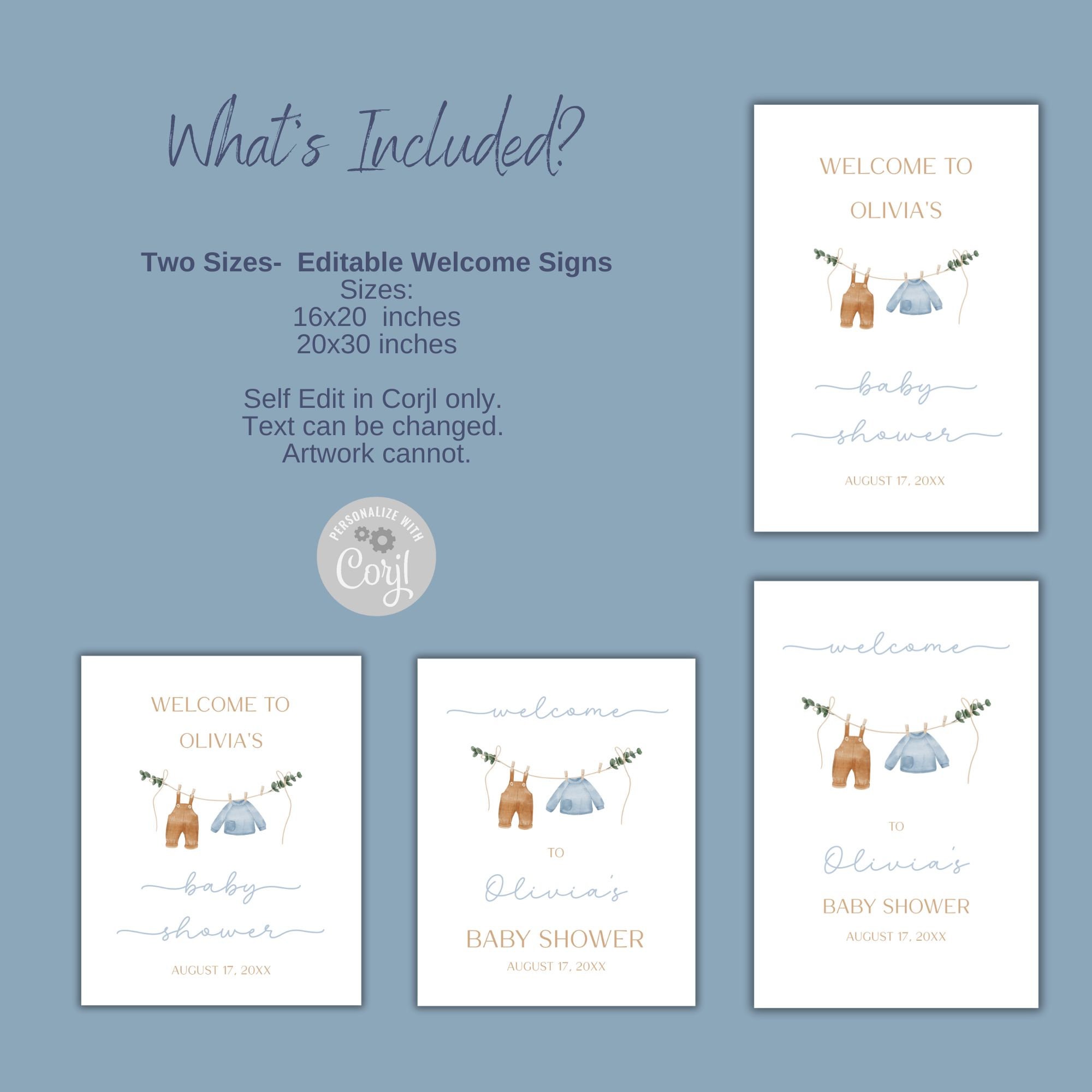 Baby Shower Welcome Sign, Boho Baby Clothes Sign, Editable Welcome Sign ...