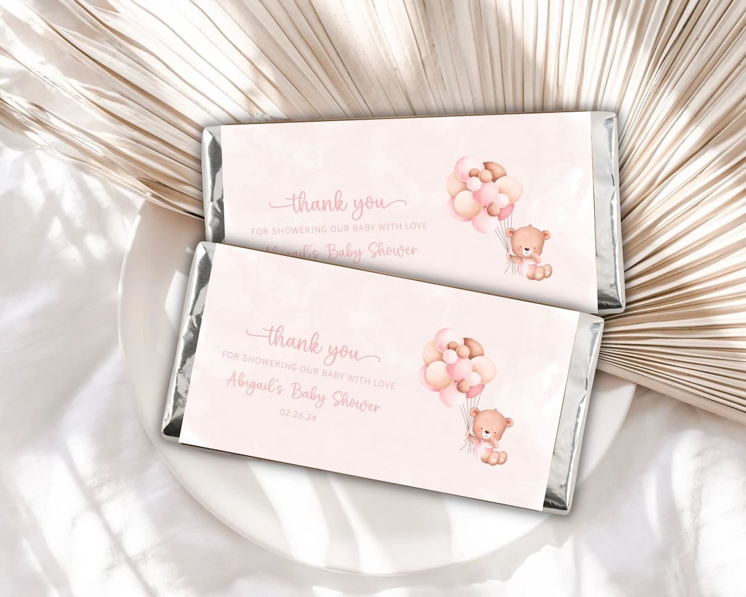 Editable Pink We Can Bearly Wait Candy Bar Wrapper, Chocolate Bar ...