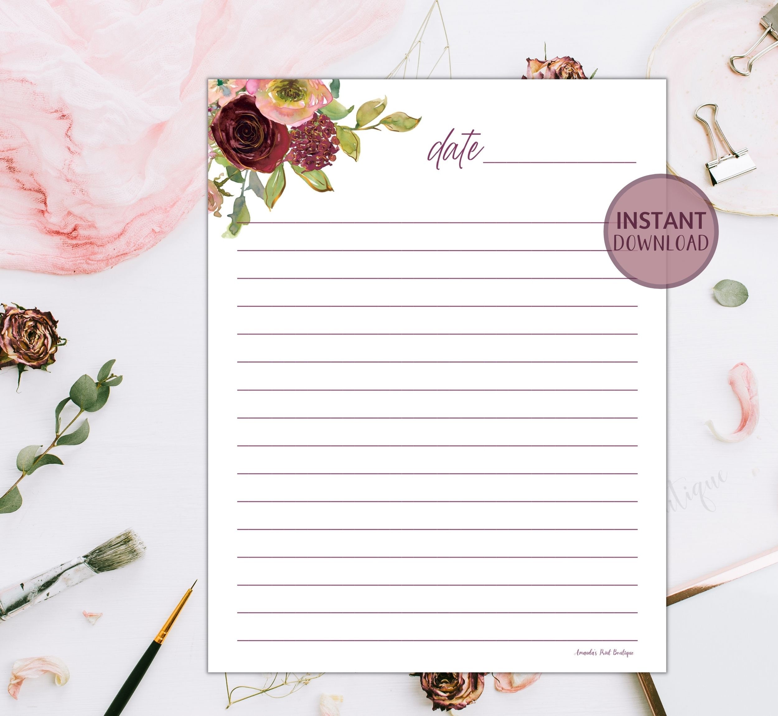 Printable to Do List Watercolor Floral Planner Insert - Etsy