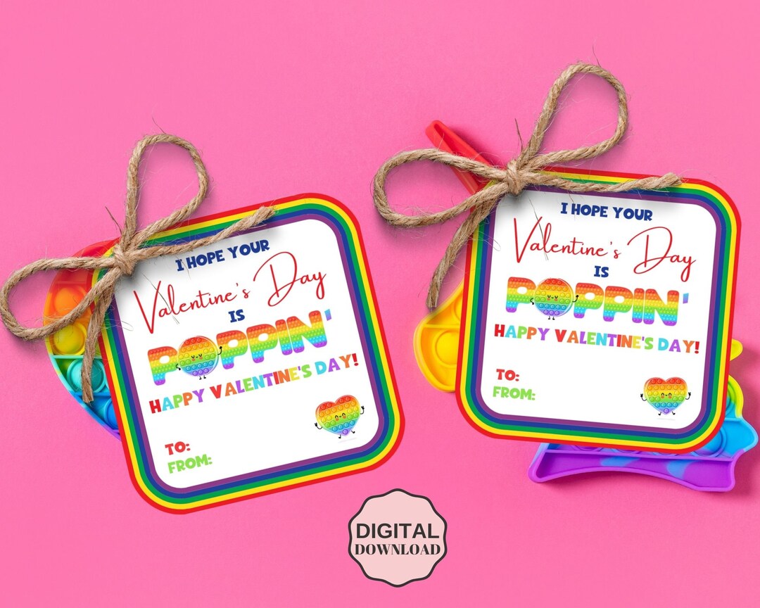 Valentine Pop It Gift Tags, Rainbow Pop It Gift Label, Valentine's Day ...
