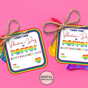 Valentine Pop It Gift Tags, Rainbow Pop It Gift Label, Valentine's Day ...