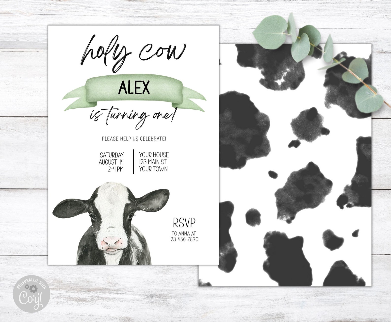 Holy Cow Birthday Invitation, Editable Holy Cow Birthday Party Invite ...