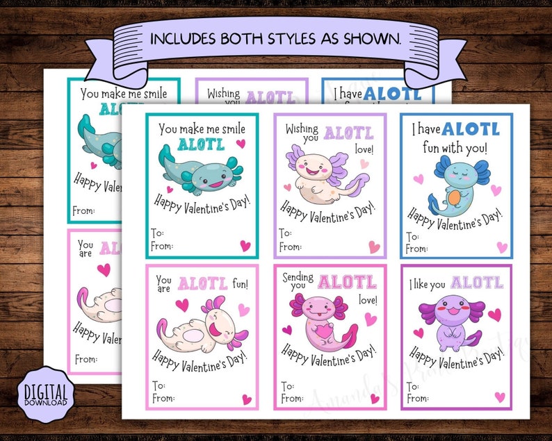 Axolotl Valentine Kids Valentine Cards, Axolotl Valentine's Day Cards ...