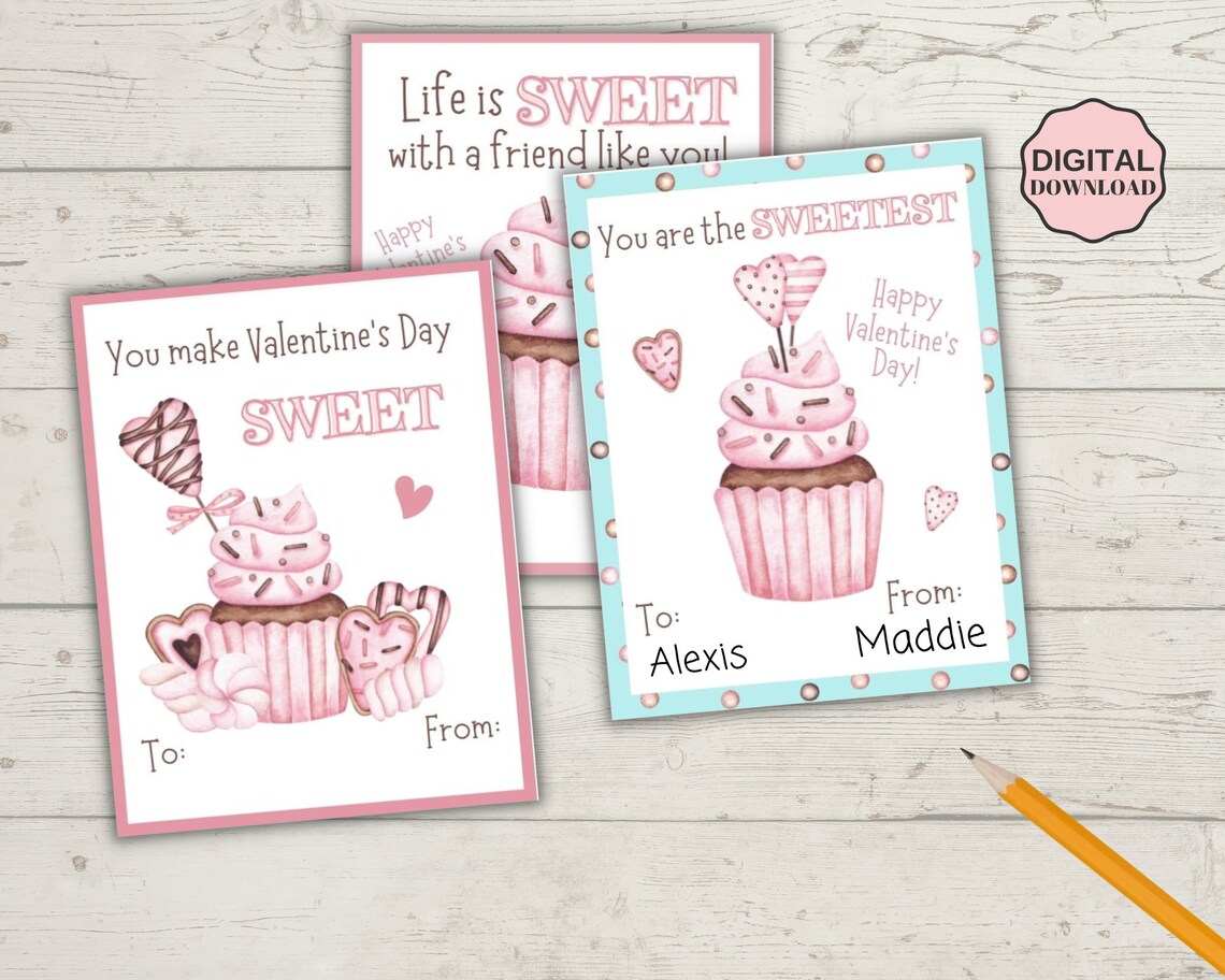 Sweets Printable Valentine Card, Kids Printable Valentine, Valentine ...